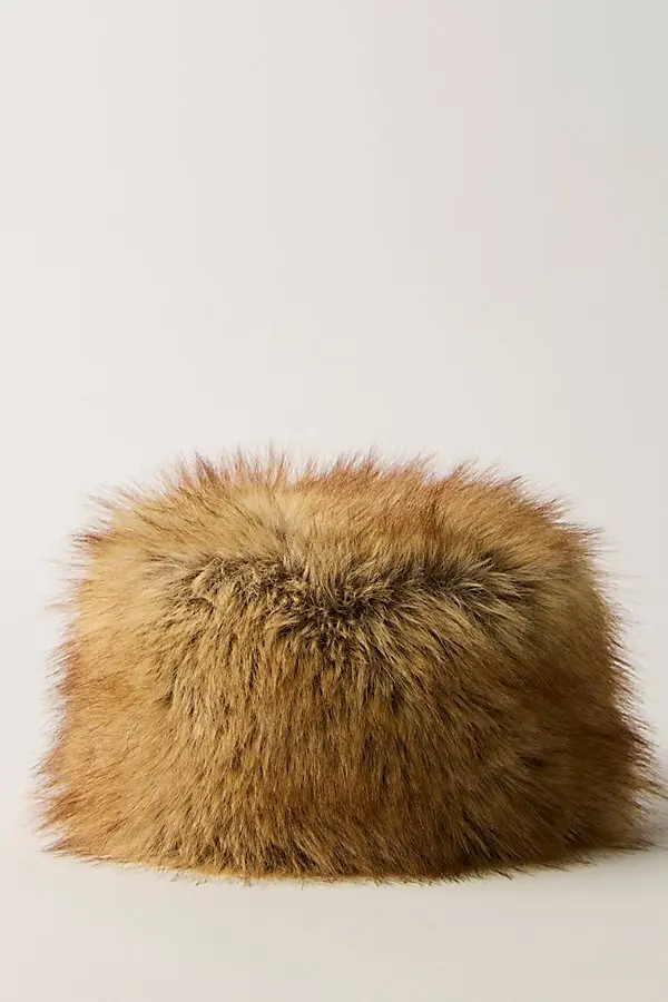 Free People Frostbite Fur Pillbox Hat - Caramel