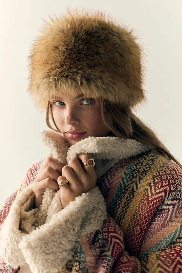Free People Frostbite Fur Pillbox Hat - Caramel