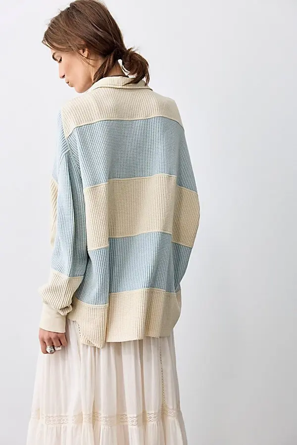 Free People Fp One Blake Rugby Thermal - Sky Combo