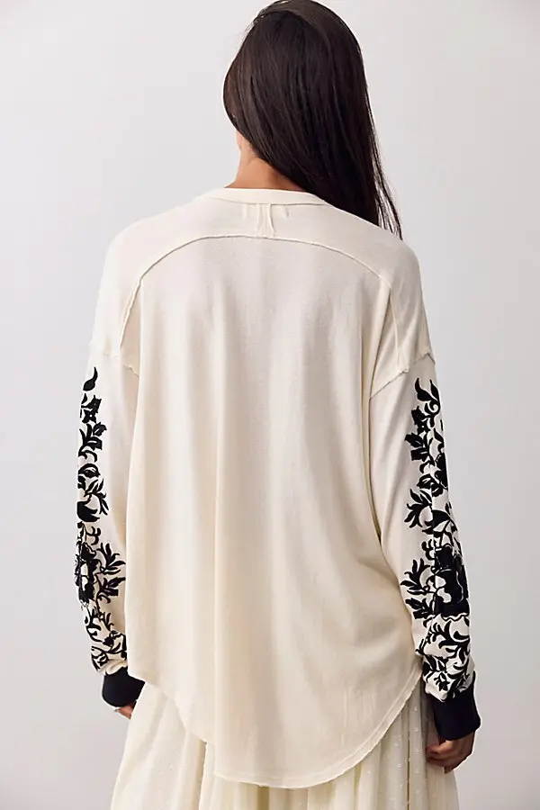 Free People We The Free Flora Oversized Long Sleeve Tee - Dust Combo