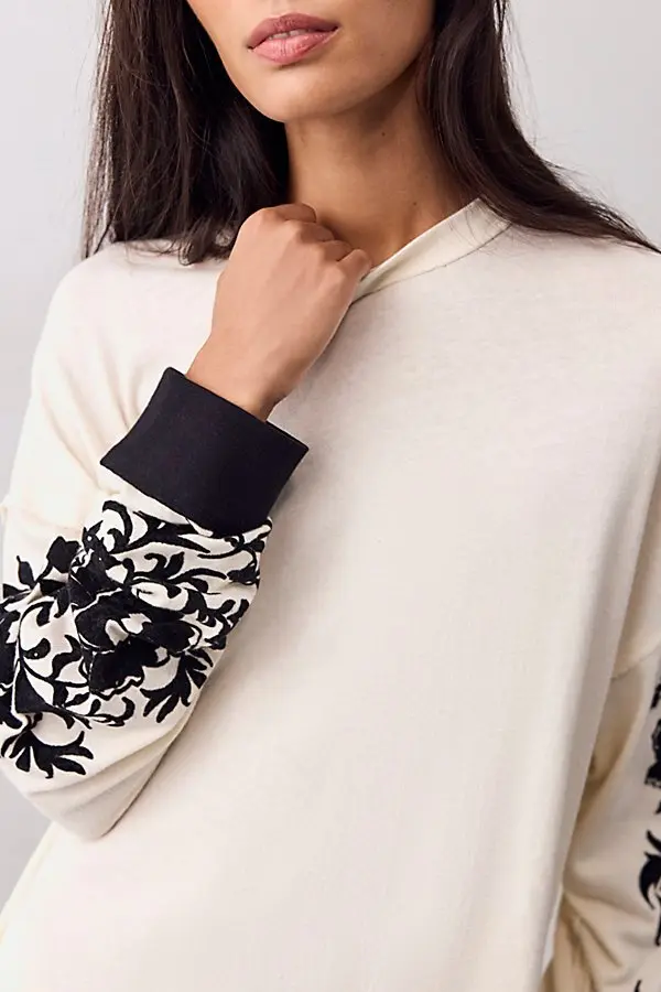 Free People We The Free Flora Oversized Long Sleeve Tee - Dust Combo
