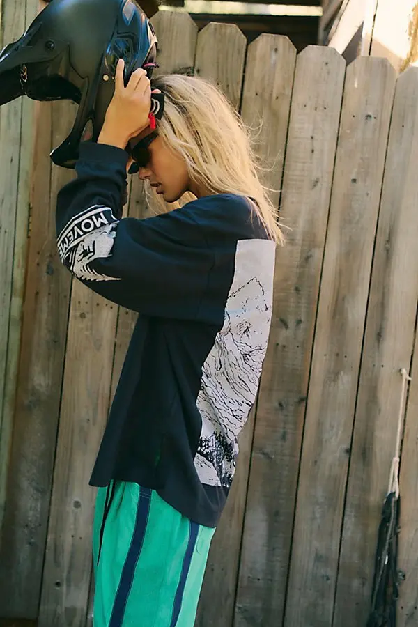 Free People Hustle Scenic Logo Layer - Mountain Black Combo