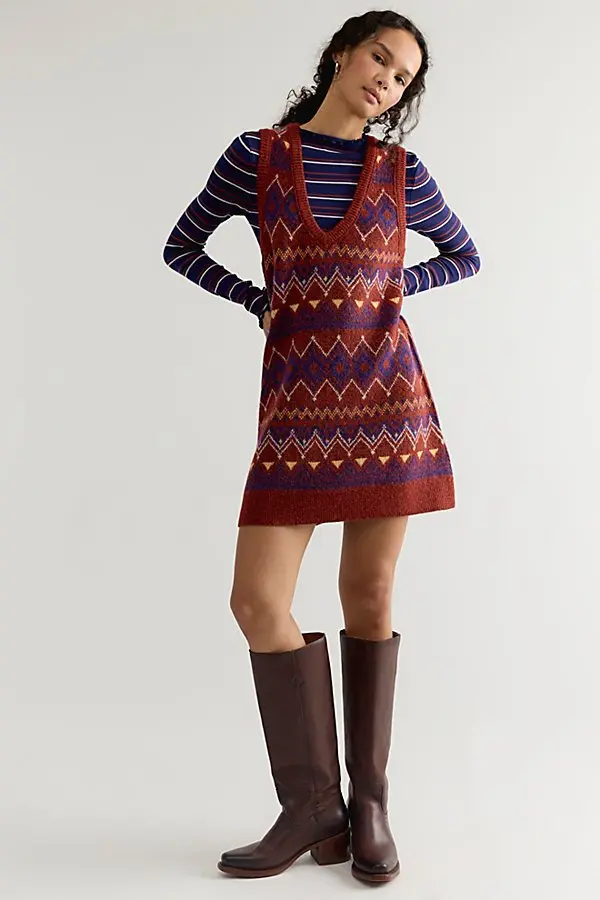 Free People Rowan Barrel Sweater Mini Dress