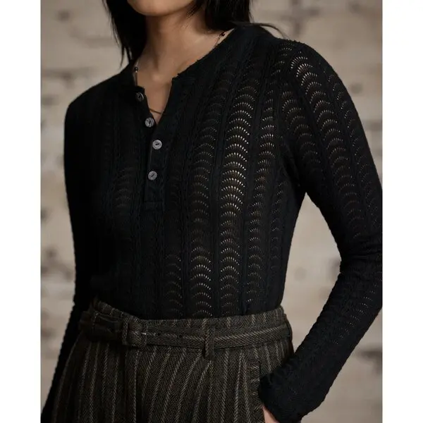 Ralph Lauren Cotton Pointelle Henley Shirt