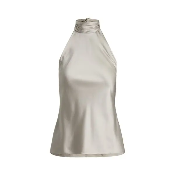 Ralph Lauren Chilton Stretch Silk Charmeuse Top - Mist
