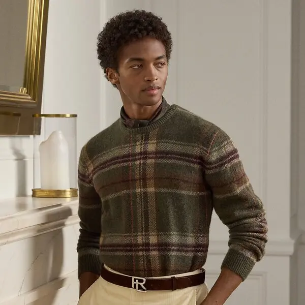 Ralph Lauren Plaid Brushed Wool-blend Sweater