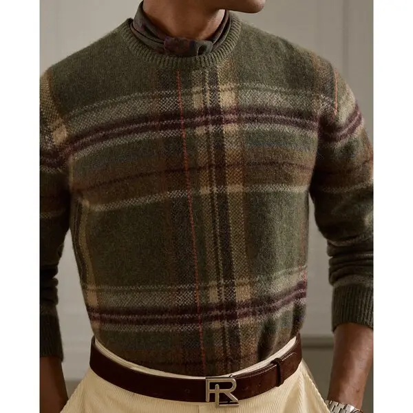 Ralph Lauren Plaid Brushed Wool-blend Sweater