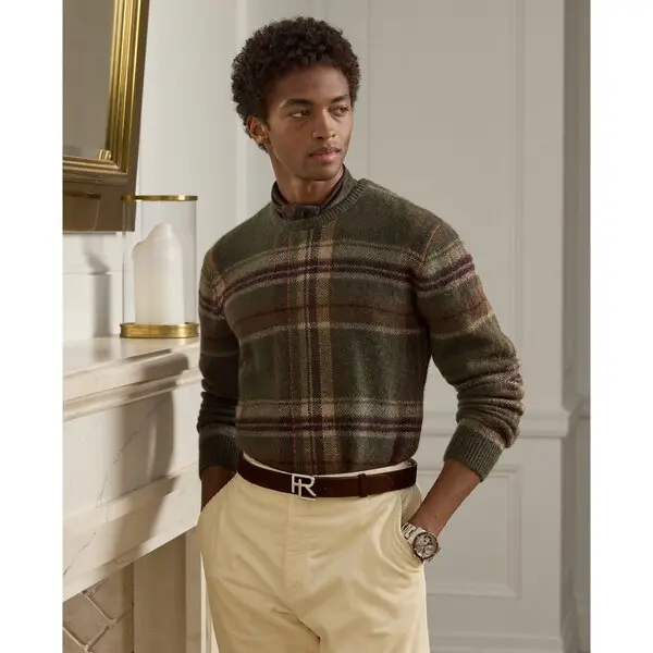 Ralph Lauren Plaid Brushed Wool-blend Sweater