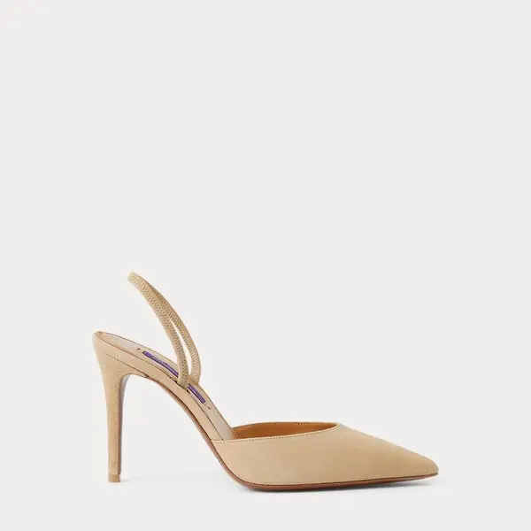 Ralph Lauren Marcy 95 Mm Goat-suede Slingback Pump