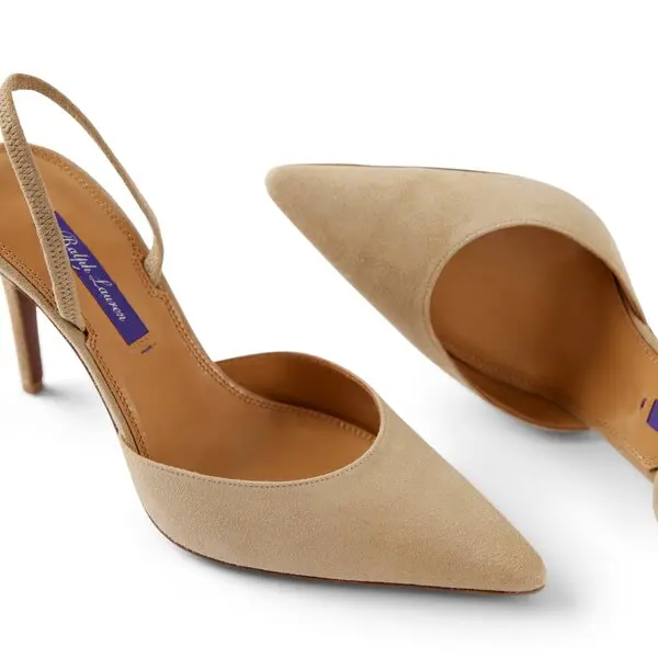 Ralph Lauren Marcy 95 Mm Goat-suede Slingback Pump