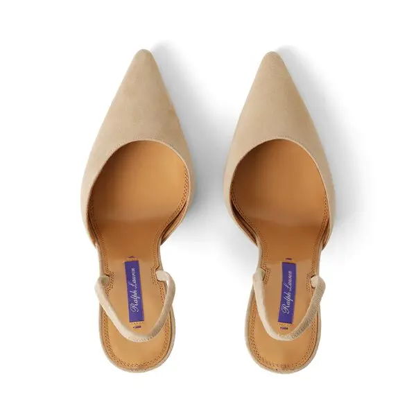 Ralph Lauren Marcy 95 Mm Goat-suede Slingback Pump