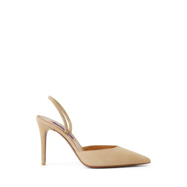 Ralph Lauren Marcy 95 Mm Goat-suede Slingback Pump