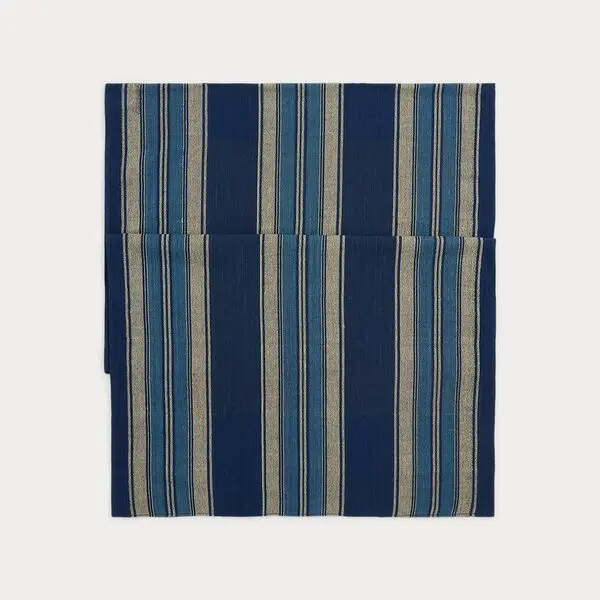 Ralph Lauren Handwoven Striped Cotton Scarf - Indigo/cream