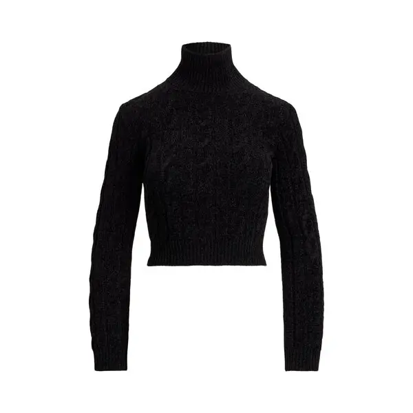 Ralph Lauren Silk-blend Cropped Turtleneck Sweater - Black