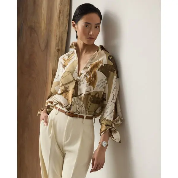 Ralph Lauren Karen Diary-print Silk Twill Blouse