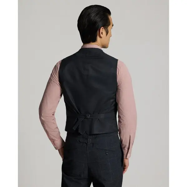 Ralph Lauren Indigo Checked Herringbone Vest