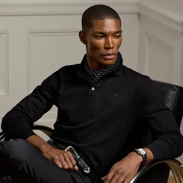 Ralph Lauren Piqué Long-sleeve Polo Shirt - Classic Black
