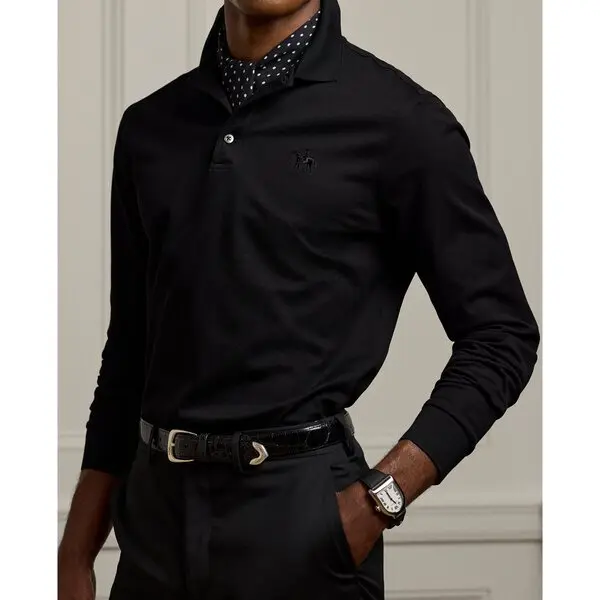 Ralph Lauren Piqué Long-sleeve Polo Shirt - Classic Black