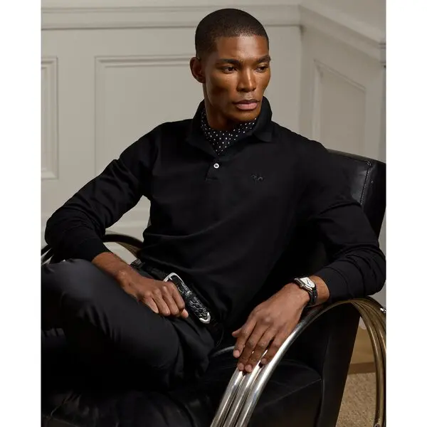 Ralph Lauren Piqué Long-sleeve Polo Shirt - Classic Black