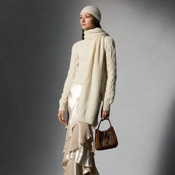 Ralph Lauren Neeva Striped Metallic Chiffon Maxiskirt