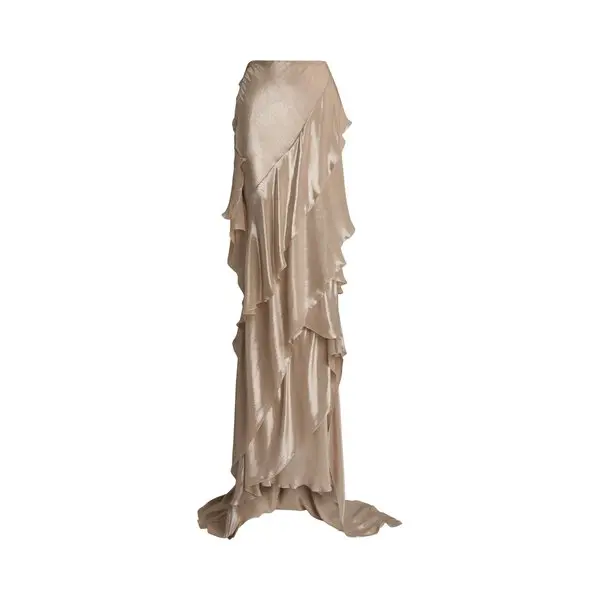 Ralph Lauren Neeva Striped Metallic Chiffon Maxiskirt