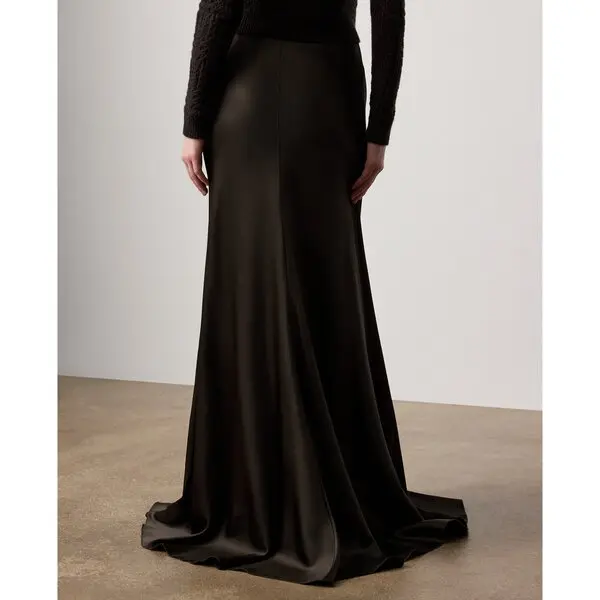 Ralph Lauren Masina Stretch Satin Skirt - Dark Brown