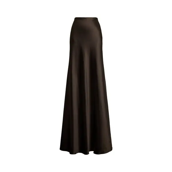 Ralph Lauren Masina Stretch Satin Skirt - Dark Brown