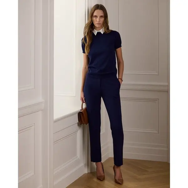 Ralph Lauren Simone Wool Crepe Pant - Navy