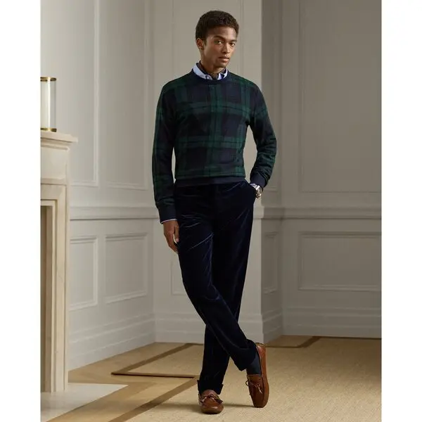 Ralph Lauren Plaid Cashmere Crewneck Sweater