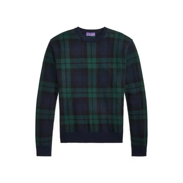 Ralph Lauren Plaid Cashmere Crewneck Sweater