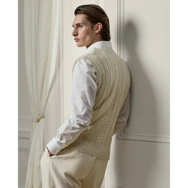 Ralph Lauren Cable Cashmere-silk-linen Sweater Vest