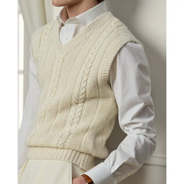 Ralph Lauren Cable Cashmere-silk-linen Sweater Vest