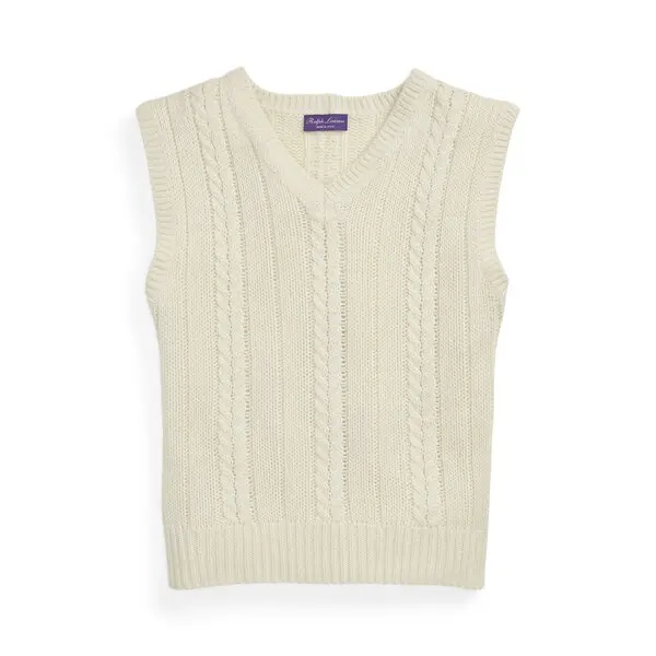 Ralph Lauren Cable Cashmere-silk-linen Sweater Vest