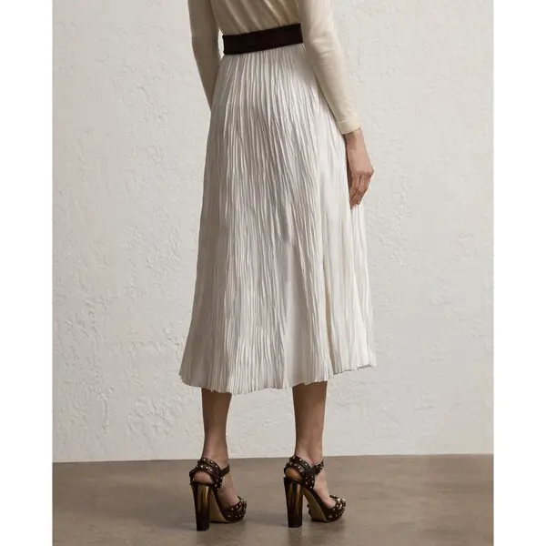 Ralph Lauren Malone Pleated Satin Skirt