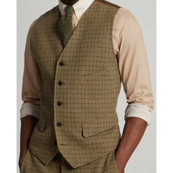 Ralph Lauren Checked Wool Tweed Vest