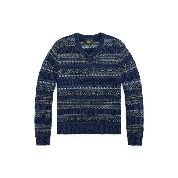 Ralph Lauren Indigo Fair Isle Cotton-linen Sweater