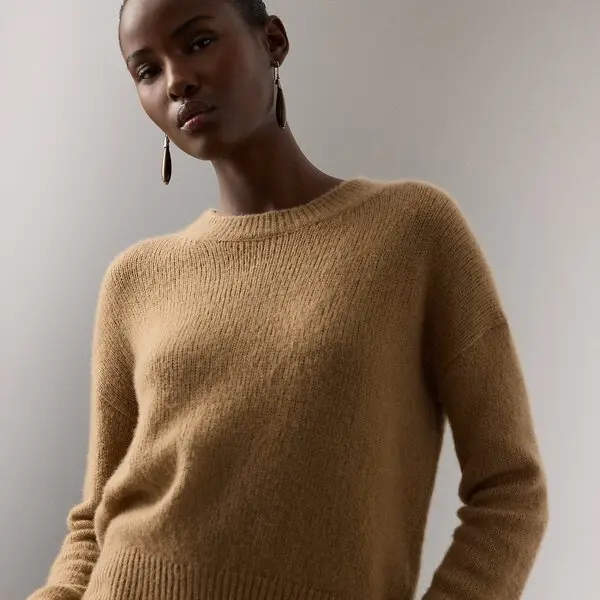 Ralph Lauren Cashmere-blend Jersey Crewneck Sweater - Camel