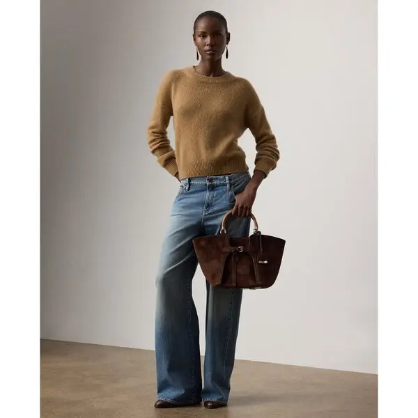 Ralph Lauren Cashmere-blend Jersey Crewneck Sweater - Camel