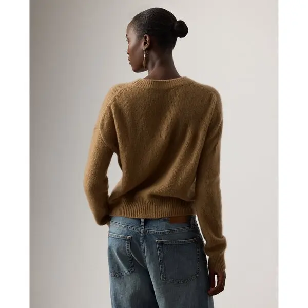 Ralph Lauren Cashmere-blend Jersey Crewneck Sweater - Camel
