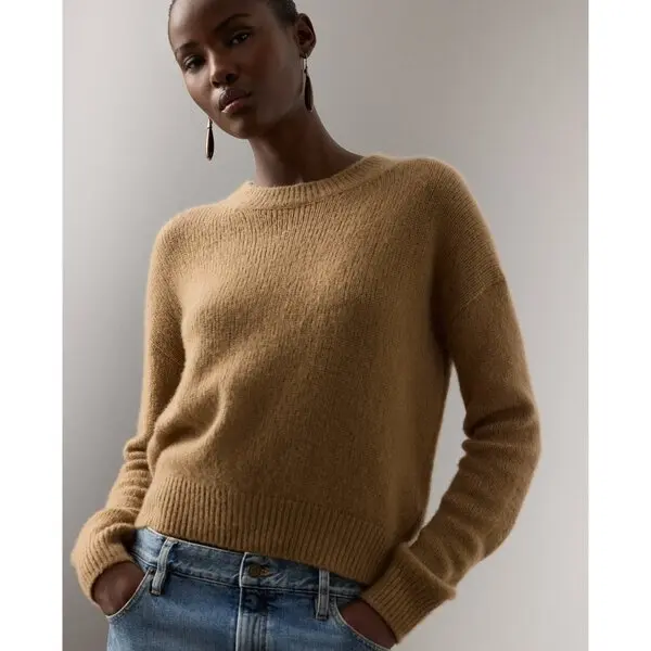 Ralph Lauren Cashmere-blend Jersey Crewneck Sweater - Camel
