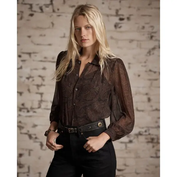 Ralph Lauren Paisley Silk Tie-back Blouse
