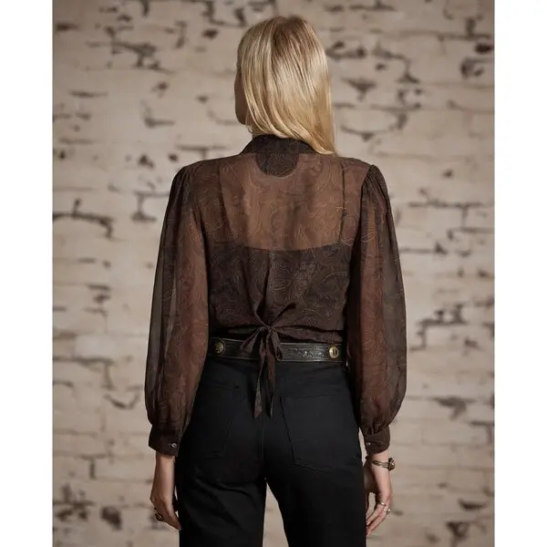 Ralph Lauren Paisley Silk Tie-back Blouse