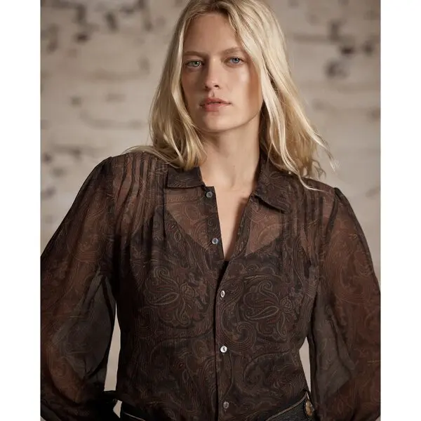 Ralph Lauren Paisley Silk Tie-back Blouse