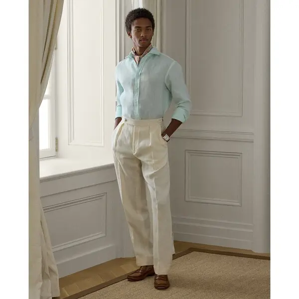 Ralph Lauren Basket-weave Linen Shirt - Mint