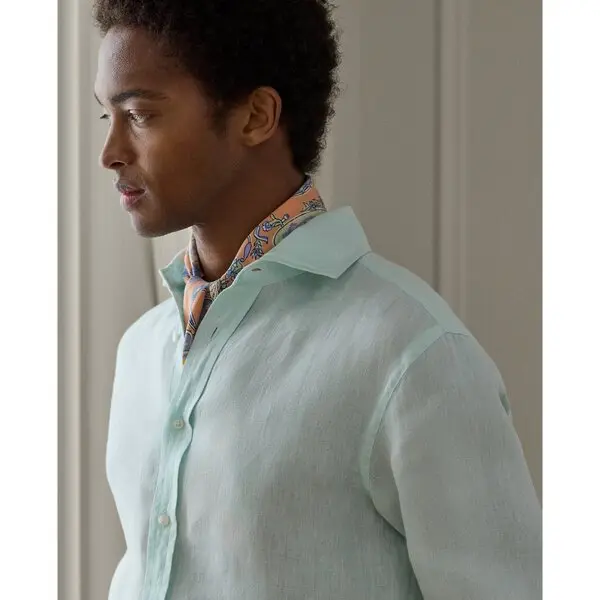 Ralph Lauren Basket-weave Linen Shirt - Mint