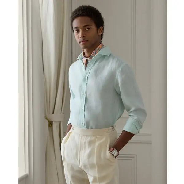 Ralph Lauren Basket-weave Linen Shirt - Mint