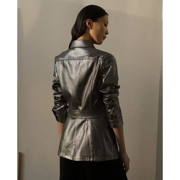 Ralph Lauren Bacall Foiled Denim Field Jacket