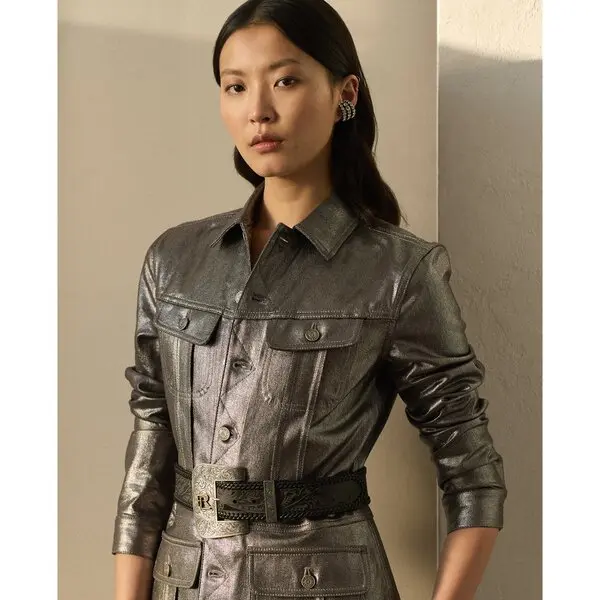 Ralph Lauren Bacall Foiled Denim Field Jacket