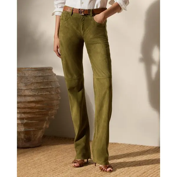 Ralph Lauren Scottie Perforated Lamb-suede Pant
