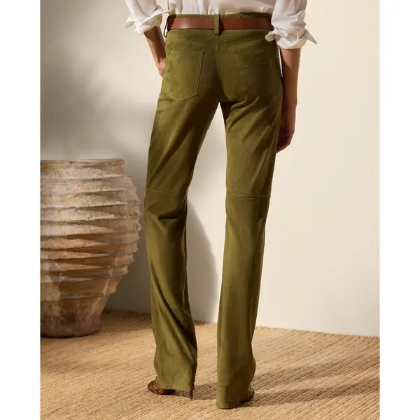 Ralph Lauren Scottie Perforated Lamb-suede Pant